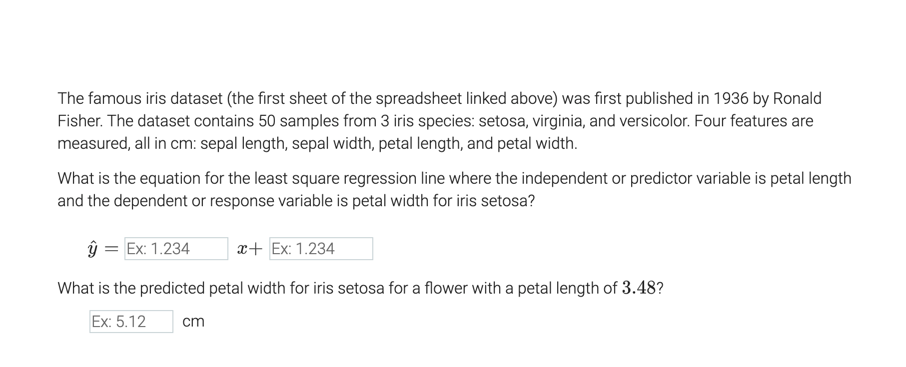 The famous iris dataset (the first sheet of the | Chegg.com