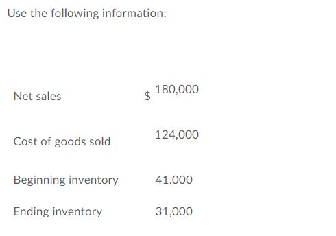 Solved a. Calculate the inventory turnover ratio. (Round | Chegg.com