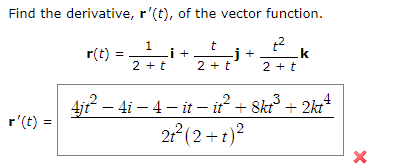 Solved Find the derivative, r'(t), ﻿of the vector | Chegg.com