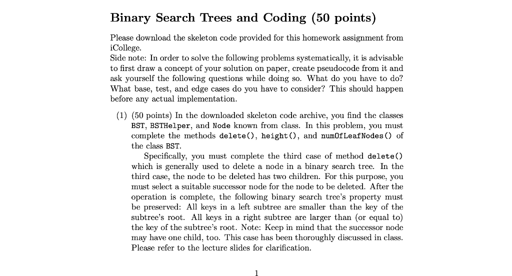 Solved Binary Search Trees and Coding (50 points) Please | Chegg.com