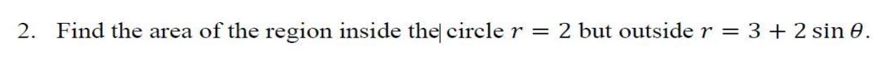 Solved 2. Find the area of the region inside the circle r=2 | Chegg.com