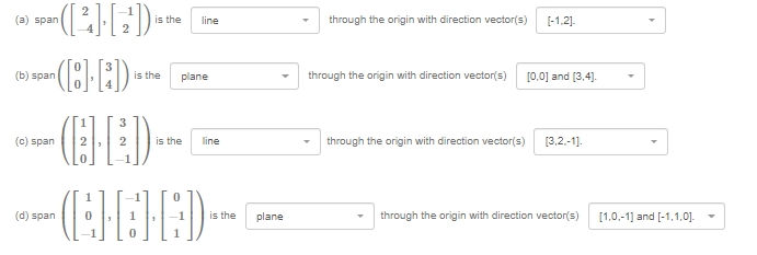 Solved line through the origin with direction vector(s) | Chegg.com