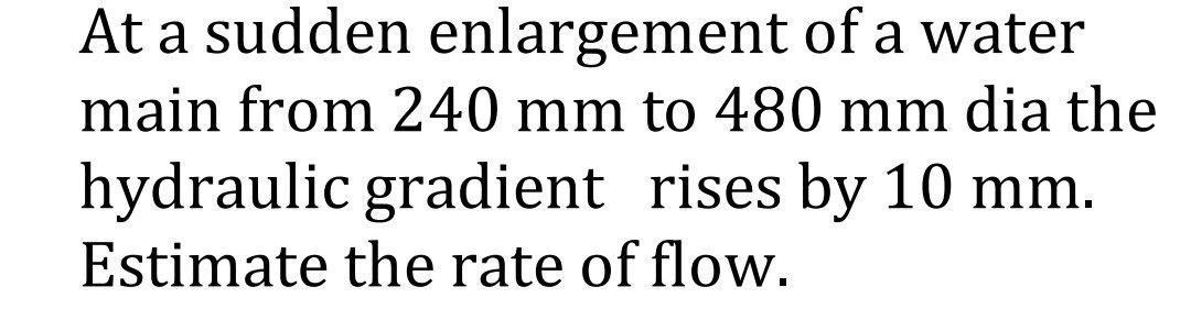 Solved At a sudden enlargement of a water main from 240 mm | Chegg.com