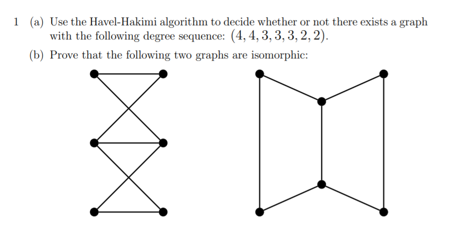 Solved 1 A Use The Havel Hakimi Algorithm To Decide 