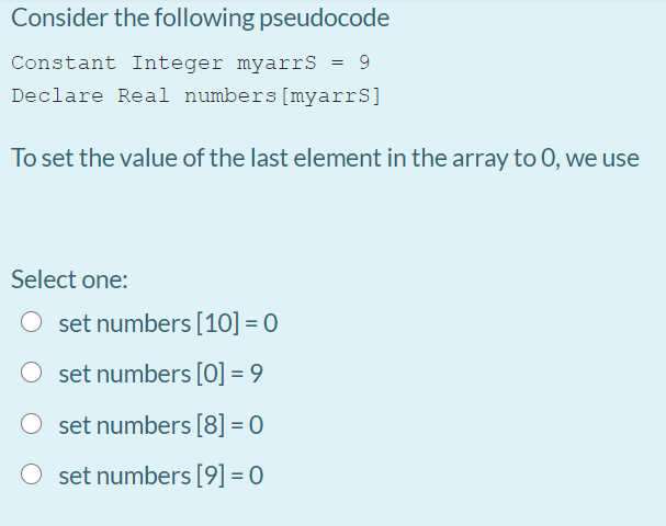 Solved Consider the following pseudocode Constant Integer | Chegg.com