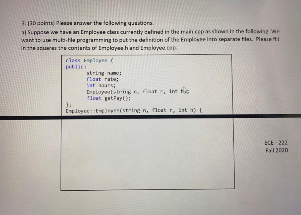 Solved 3. (30 points) Please answer the following questions. | Chegg.com