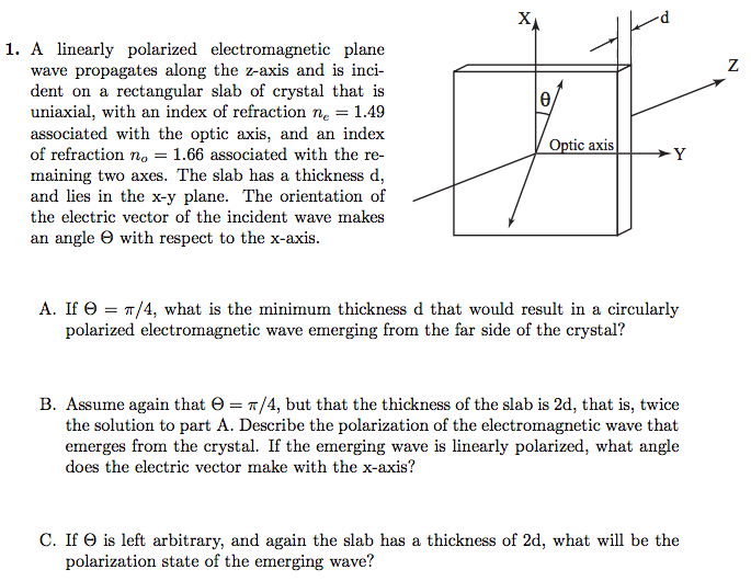 Solved 1. A linearly polarized electromagnetic plane wave | Chegg.com