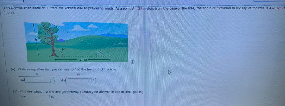 Solved A tree grows at an angle of 3∘ from the vertical due | Chegg.com