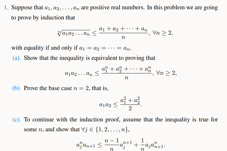 Solved Suppose that a1,a2,…,an are positive real numbers. In | Chegg.com