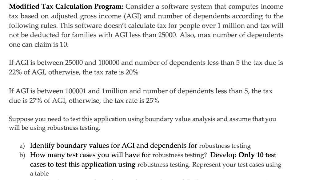 Solved Modified Tax Calculation Program: Consider a software | Chegg.com
