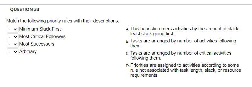Solved Match the following priority rules with their | Chegg.com