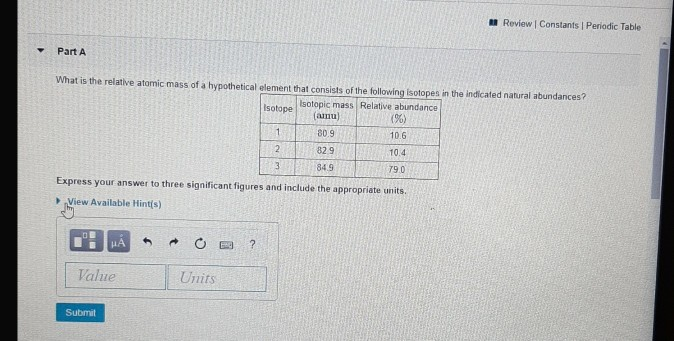 Solved Part B What is the relative atomic mass of the | Chegg.com