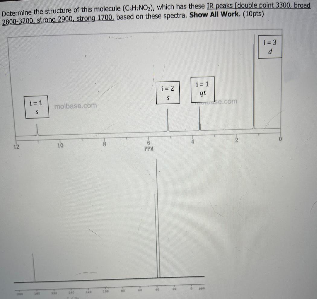 Solved Determine the structure of this molecule (C3H7NO₂), | Chegg.com