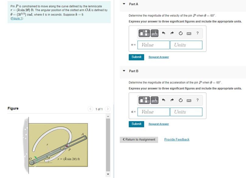 Solved Pin P is constrained to move along the curve defined | Chegg.com