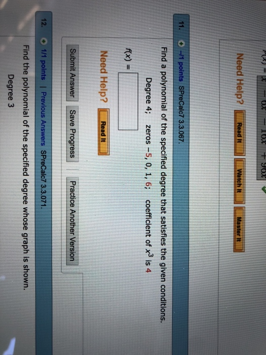 Solved Need Help? Read 11.1 points SPreCalc7 3.3.067 Find a | Chegg.com