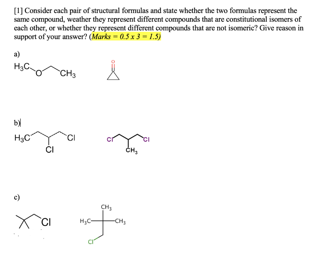 Solved [1] Consider each pair of structural formulas and | Chegg.com