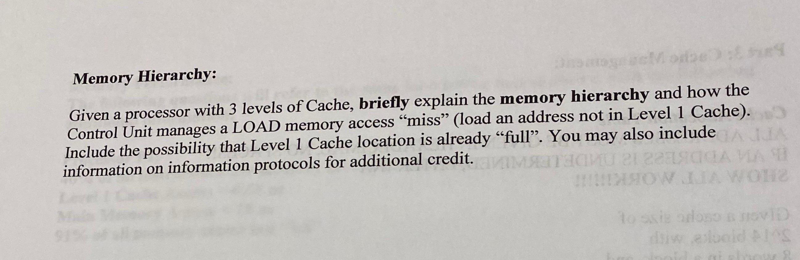 Solved Memory Hierarchy: Given a processor with 3 levels of | Chegg.com