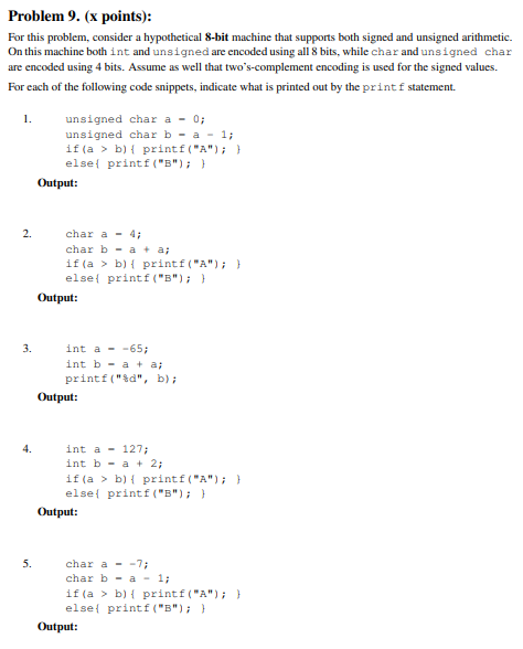 Solved Problem 9. (x points): For this problem, consider a | Chegg.com