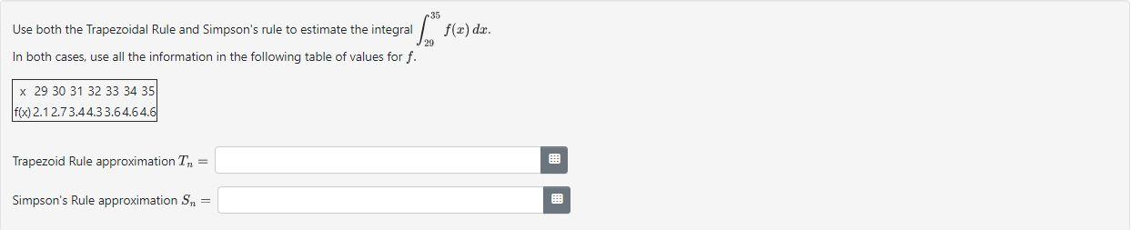 Solved Use both the Trapezoidal Rule and Simpson's rule to | Chegg.com