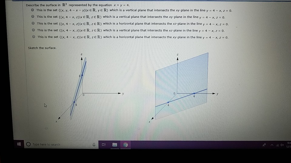 Solved Describe the surface in R3 represented by the | Chegg.com