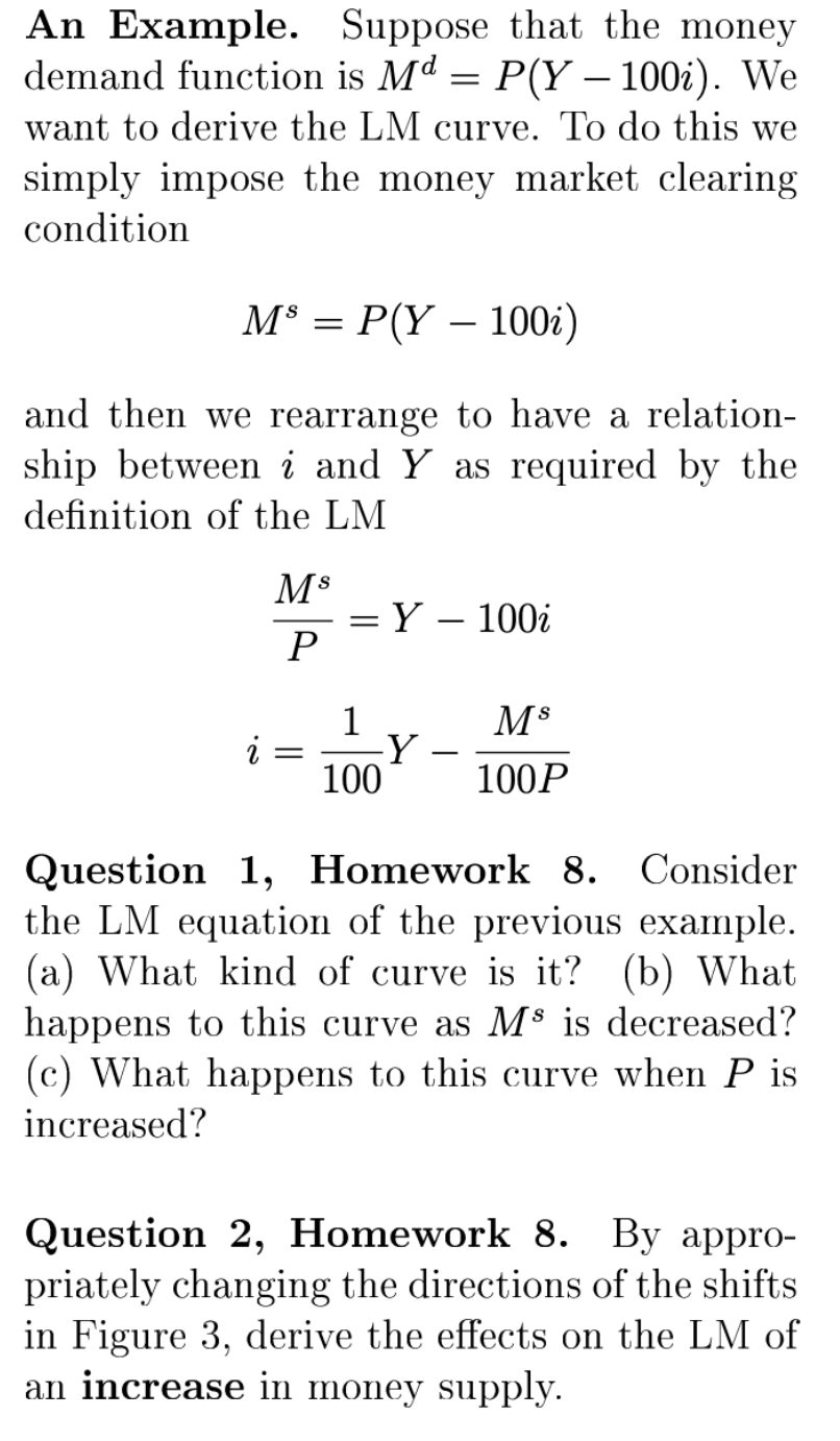 Solved An Example. Suppose that the money demand function is | Chegg.com