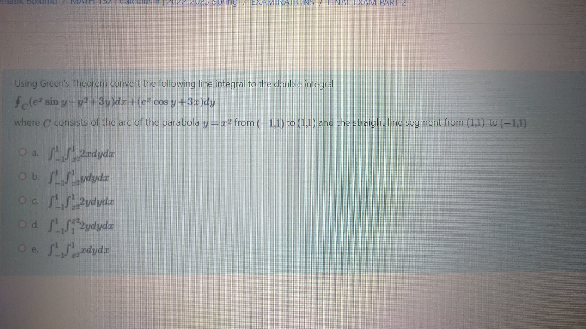Solved Using Green's Theorem convert the following line | Chegg.com