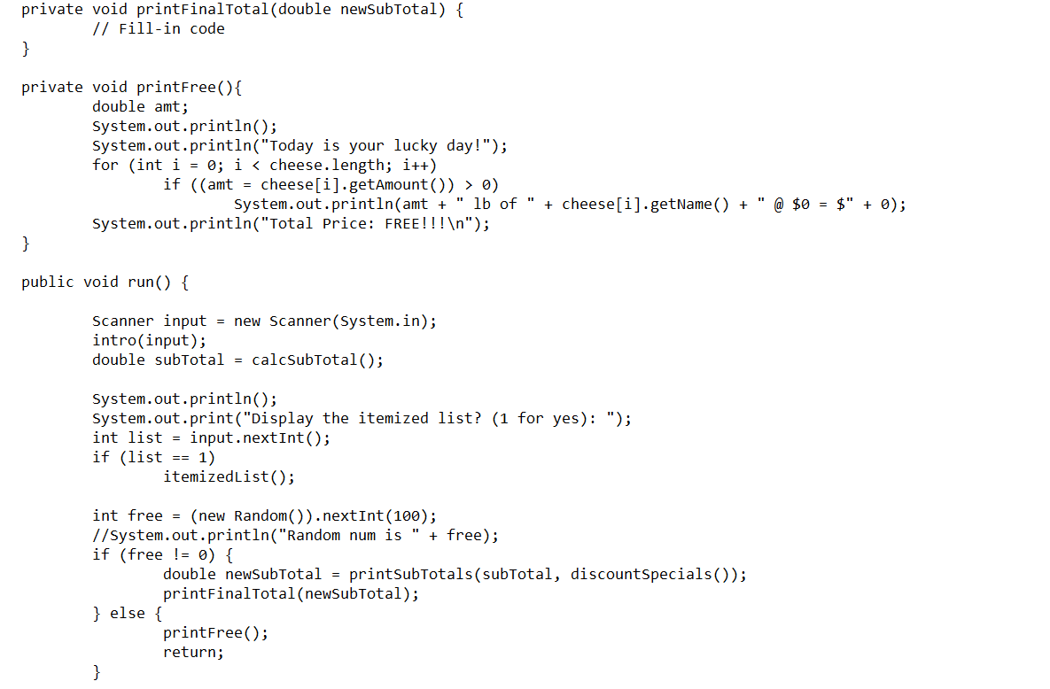 Follow the instruction and fix the incomplete program | Chegg.com