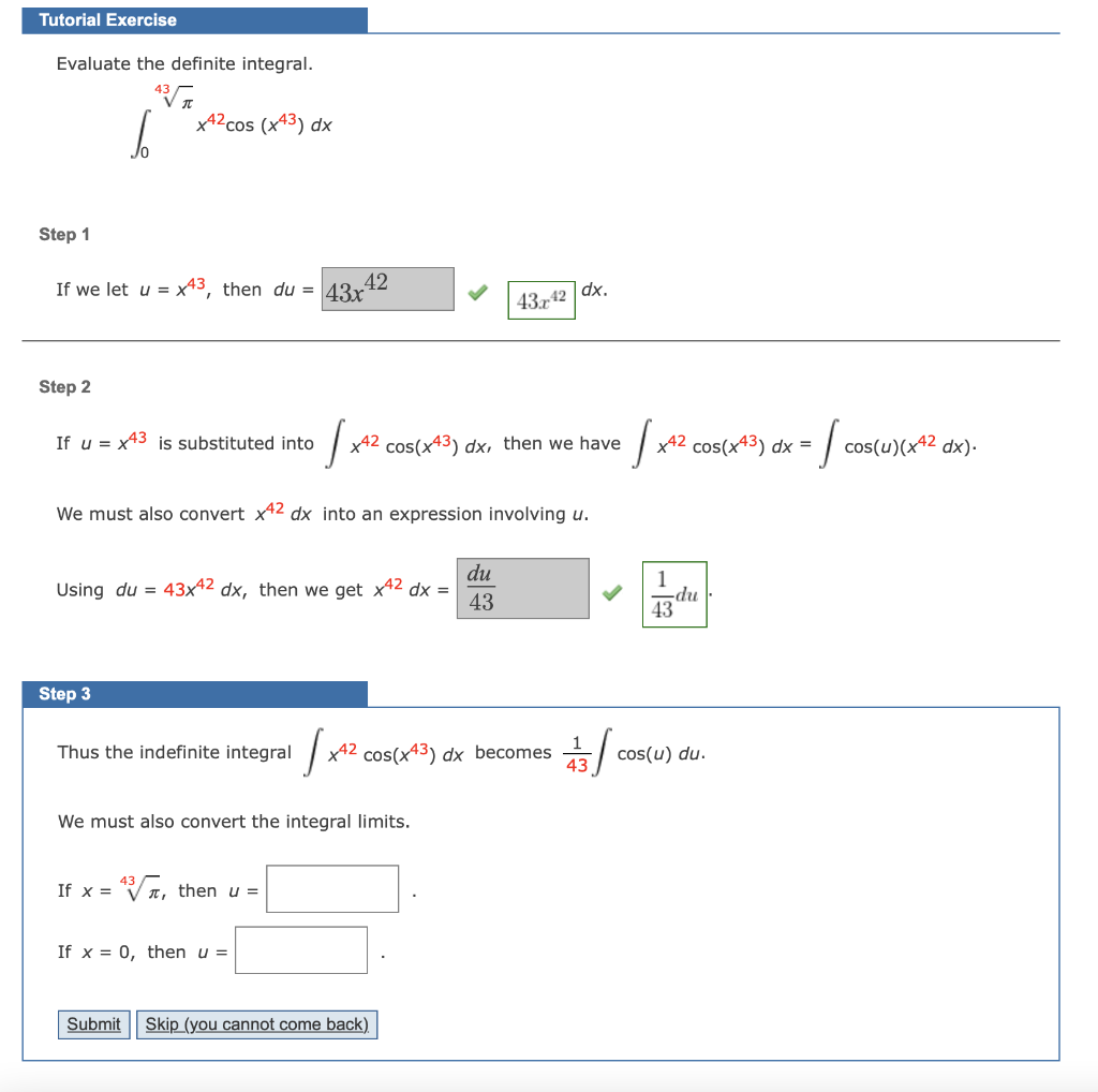 Solved Tutorial Exercise Evaluate the definite integral. | Chegg.com