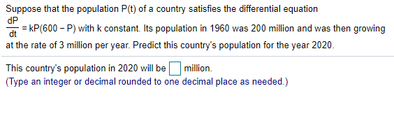 Solved Suppose that the population P(t) of a country | Chegg.com