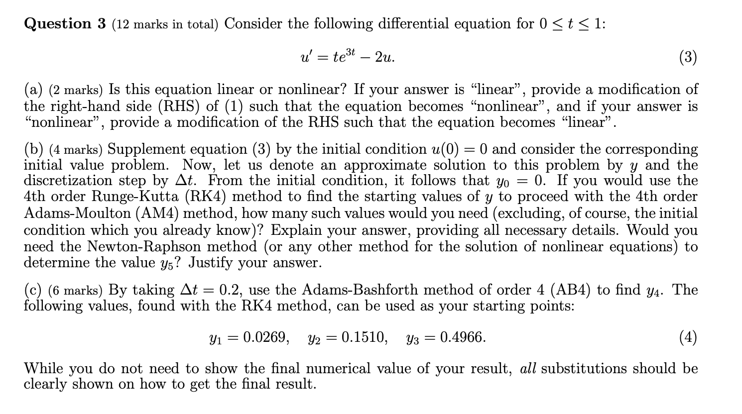 Solved Question 3 (12 marks in total) Consider the following | Chegg.com Solved Question 3 (12 marks in total) Consider the following | Chegg.com
