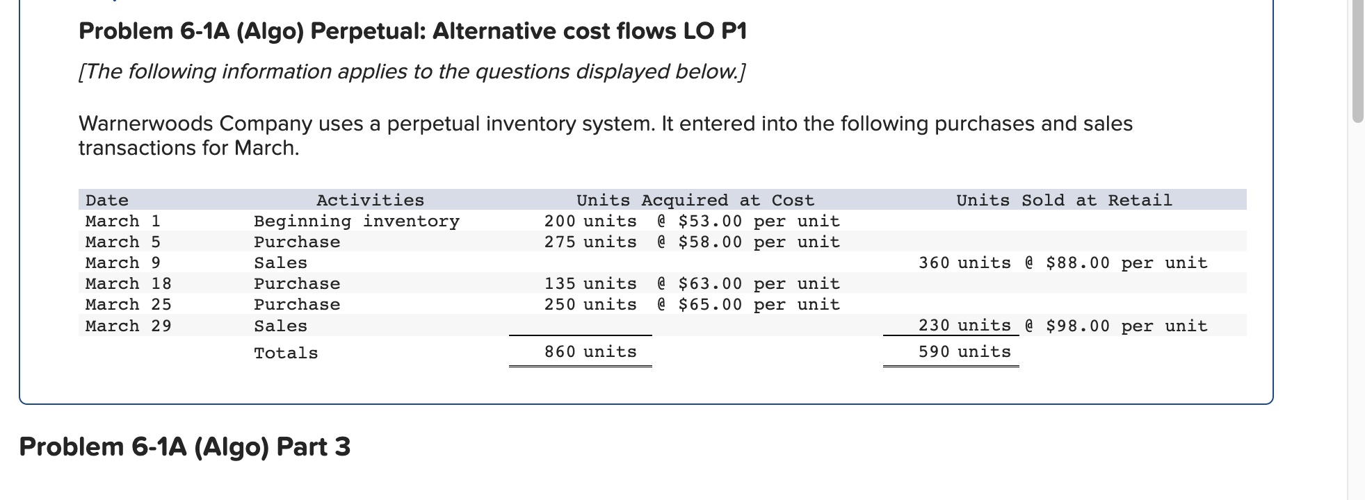 Solved Problem 6-1A (Algo) Perpetual: Alternative cost flows | Chegg.com
