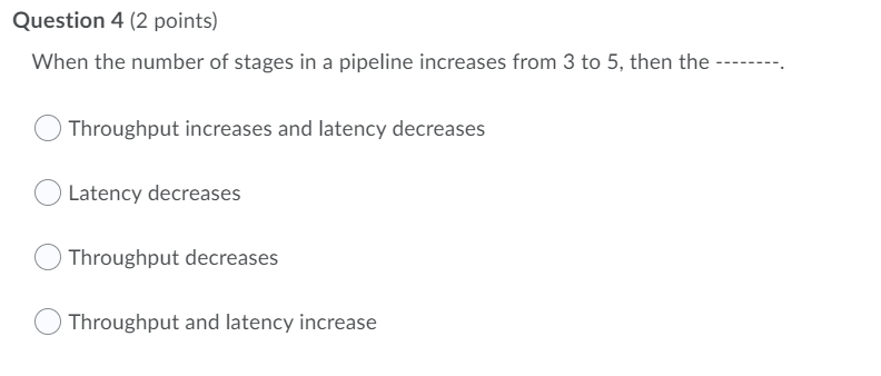 Solved Question 4 (2 points) When the number of stages in a | Chegg.com