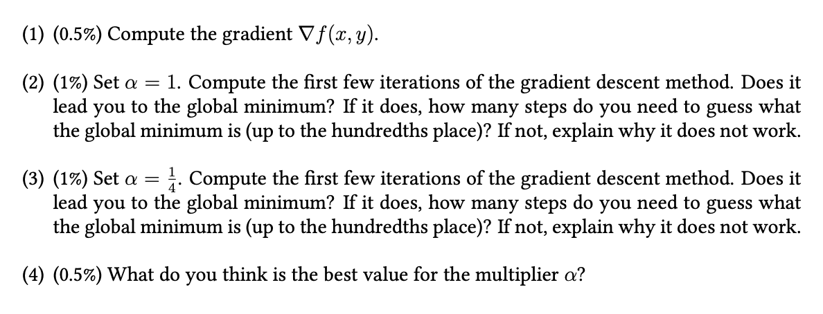 Solved Exercise 1. (3\%) Consider the function | Chegg.com