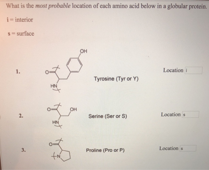 Solved What is the most probable location of each amino acid | Chegg.com