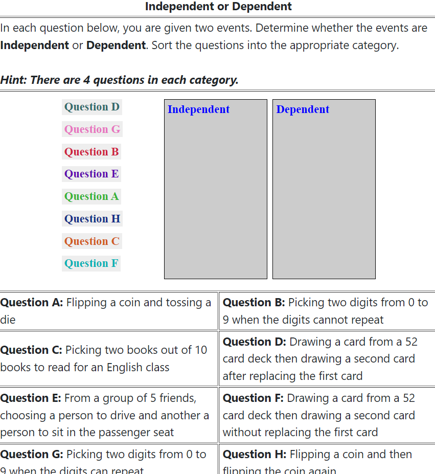 Solved In each question below, you are given two events. | Chegg.com