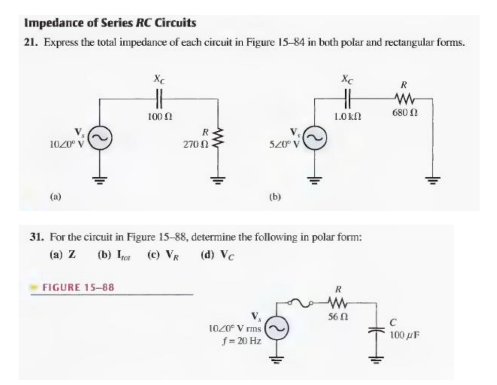 Solved Impedance of Series RC Circuits 21. Express the total | Chegg.com