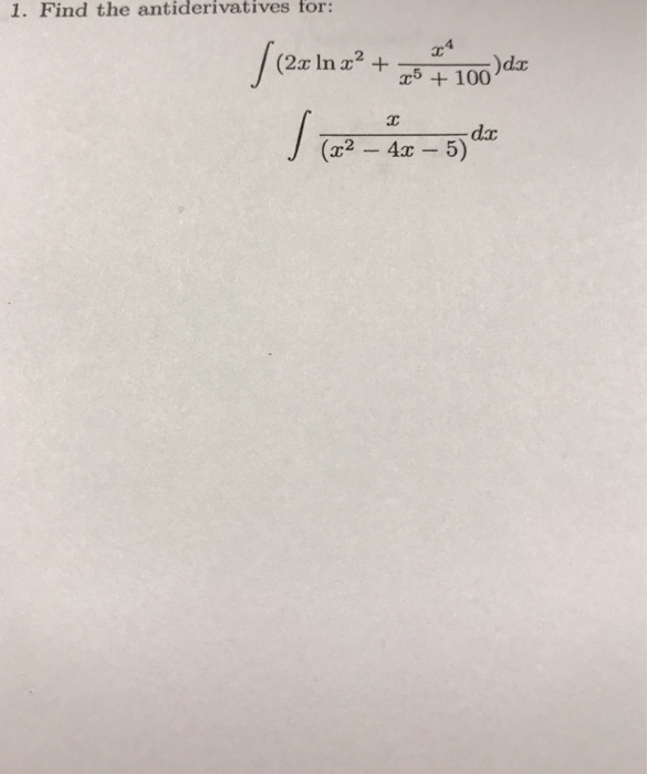 Solved Find the antiderivatives for: integral (2x ln x^2 + | Chegg.com