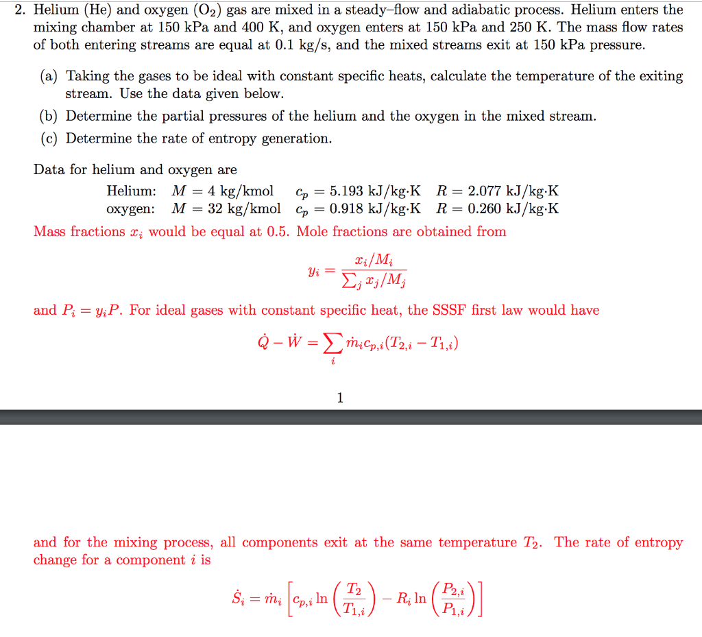 Solved 2. Helium (He) and oxygen (O2) gas are mixed in a | Chegg.com