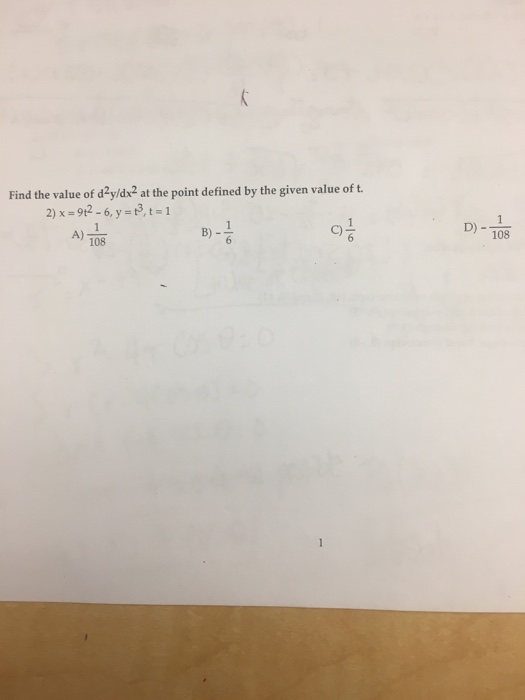 Solved Find the value of d2y/dx2 at the point defined by the | Chegg.com
