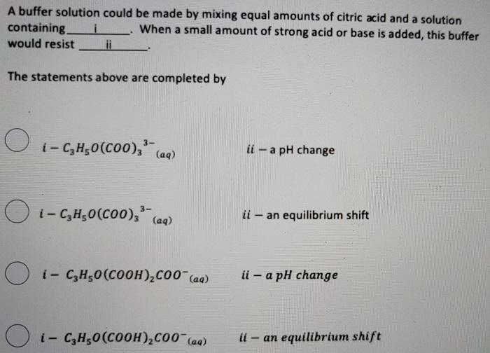 Solved A buffer solution could be made by mixing equal | Chegg.com