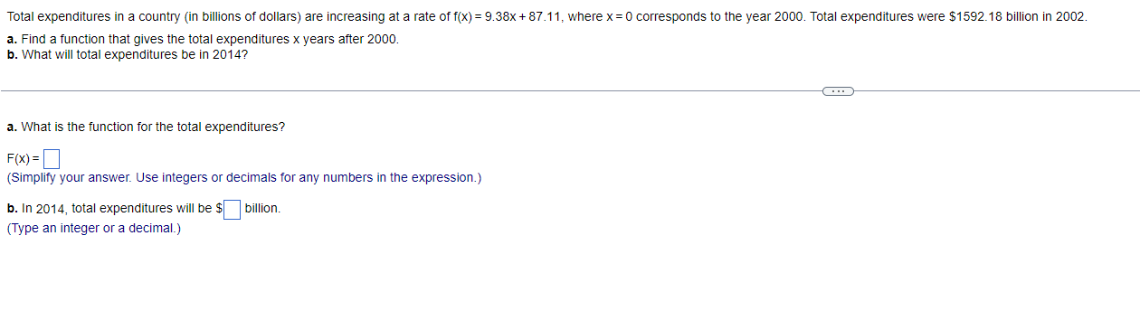 Solved Total expenditures in a country in billions of | Chegg.com