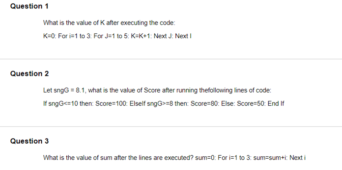 Solved Question 1 What is the value of K after executing the | Chegg.com