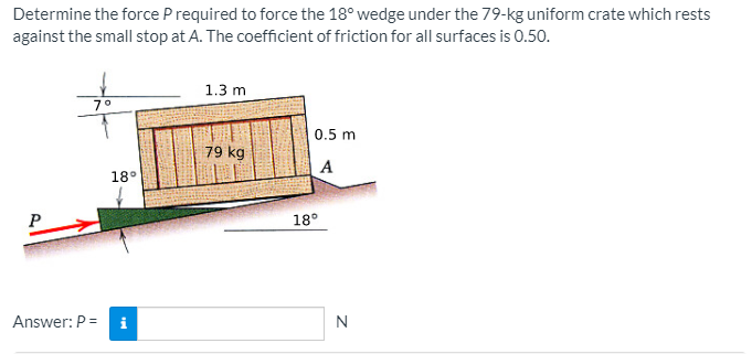 Solved Determine the force Prequired to force the 18° wedge | Chegg.com
