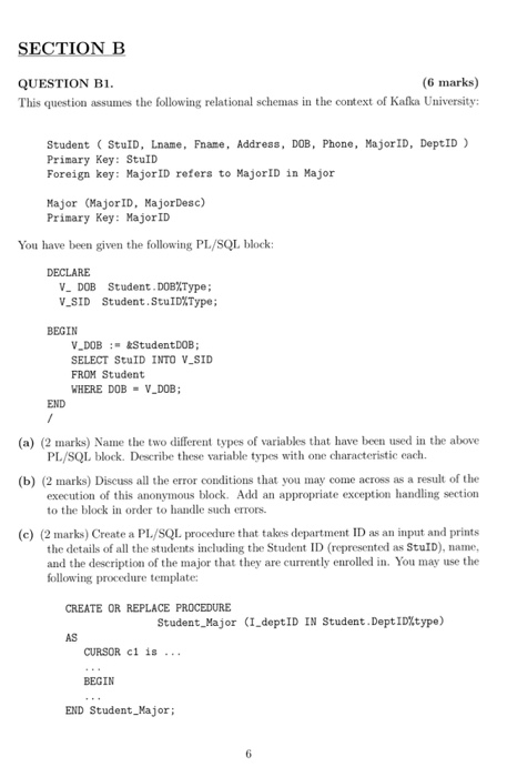 Solved SECTION B (6 marks) QUESTION B1 This question assumes | Chegg.com