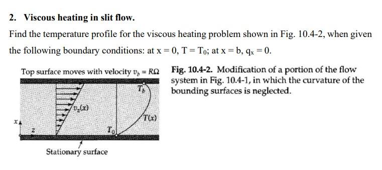 Solved 2. Viscous heating in slit flow. Find the temperature | Chegg.com
