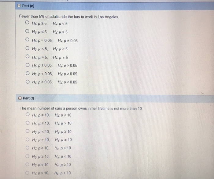 Solved Some of the statements below refer to the null | Chegg.com