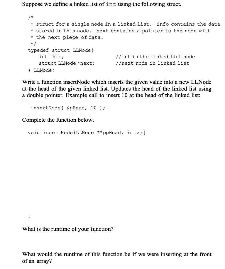 Solved Suppose we define a linked list of int using the | Chegg.com