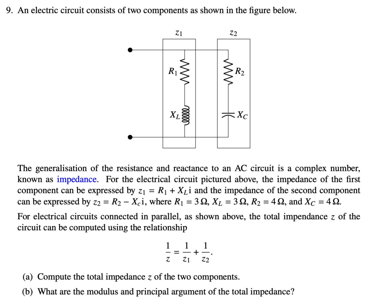 Solved 9. An electric circuit consists of two components as | Chegg.com