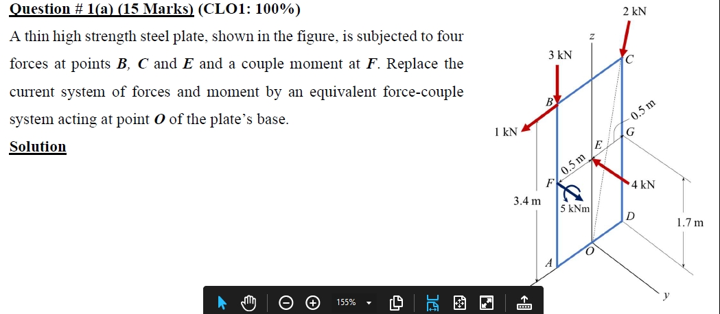 Solved 2 kN Question #1(a) (15 Marks) (CL01: 100%) A thin | Chegg.com