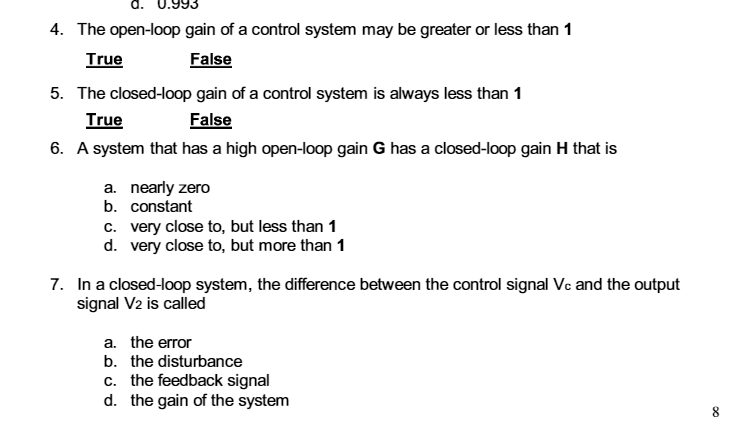 Solved 4. The open-loop gain of a control system may be | Chegg.com